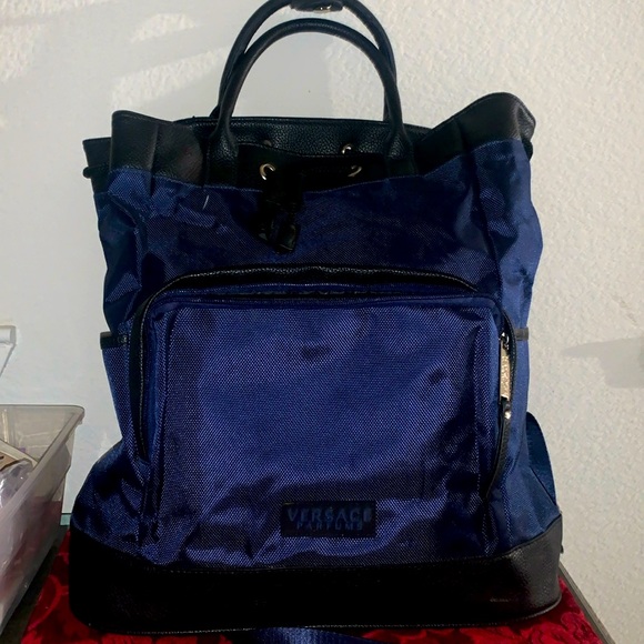 Versace | Bags | Versace Midnight Blue Parfum Backpack | Poshmark